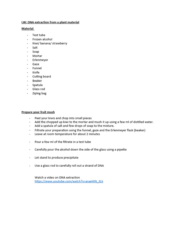 Kiwi DNA Extraction | PDF