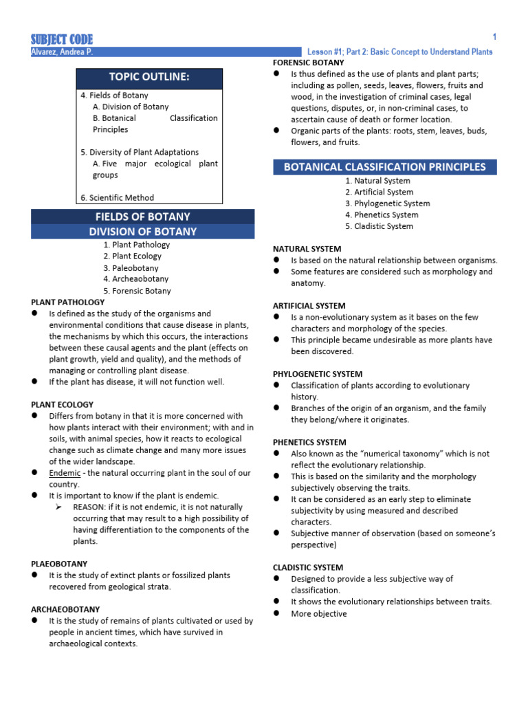 PBOT LEC 111 L1 Part 2 2 | PDF | Botany | Plants