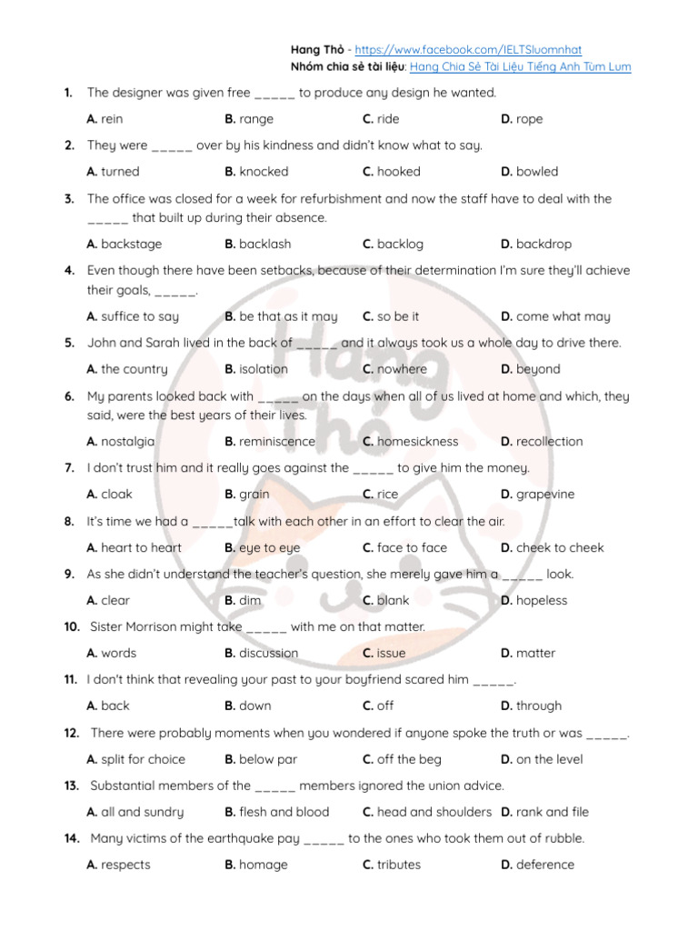 English Vocabulary Practice Quiz | PDF