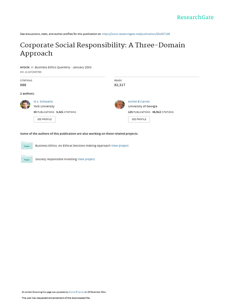 CSR: A Three-Domain Approach | PDF | Corporate Social Responsibility