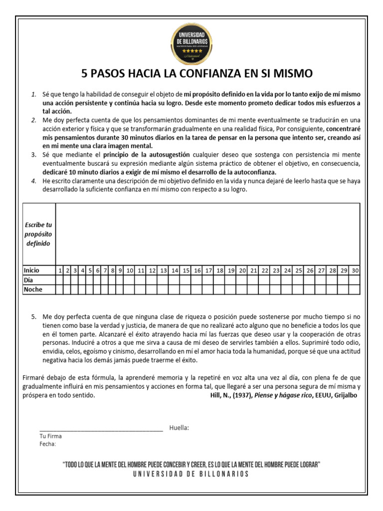 5 Pasos Hacia La Confianza En Sí Mismo Pdf