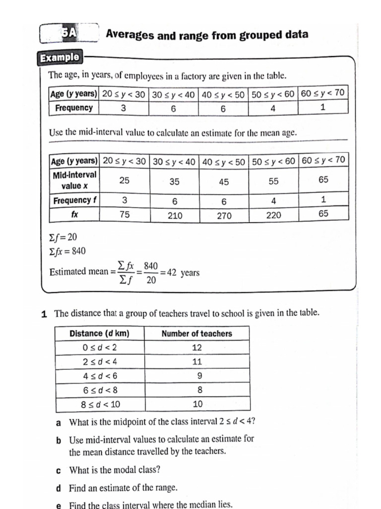 Average and Range From Grouped of Data | PDF