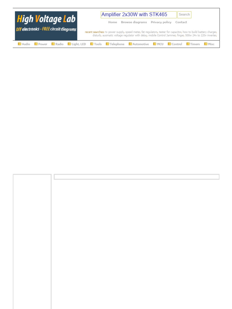 How To Build Amplifier 2x30W With STK465 (Circuit Diagram) | PDF ...