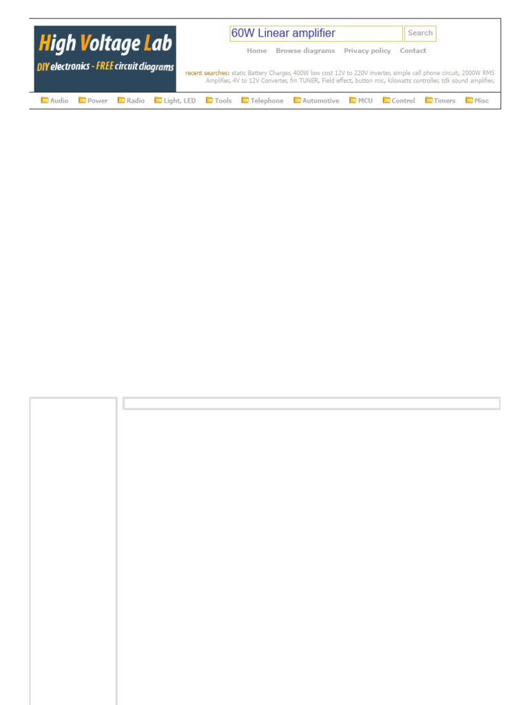 How To Build 60W Linear Amplifier (Circuit Diagram) | PDF | Amplifier ...
