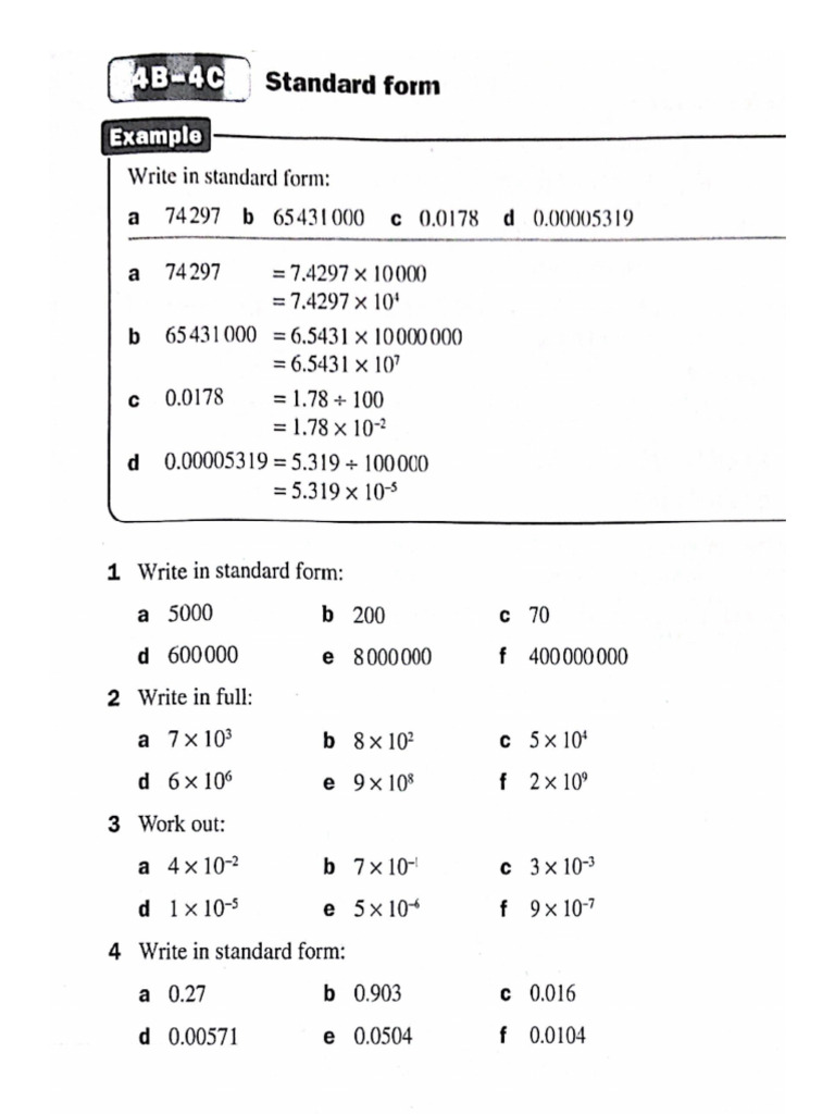 Standard Form Homework | PDF