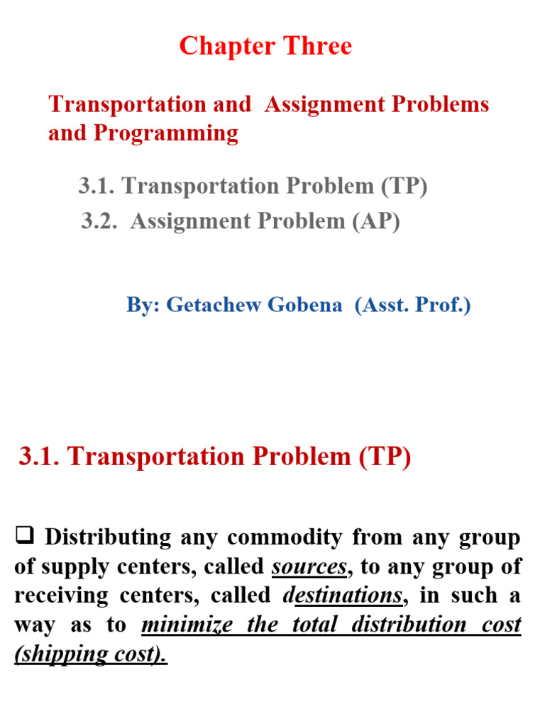 Chapter 3 - Transporatition and Assignment Models & Programming | PDF ... Chapter 3 - Transporatition and Assignment Models & Programming | PDF ...