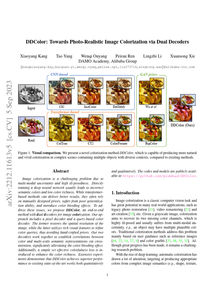 DDColor Towards Photo-Realistic Image Colorization Via Dual Decoders | PDF | Image Segmentation ...