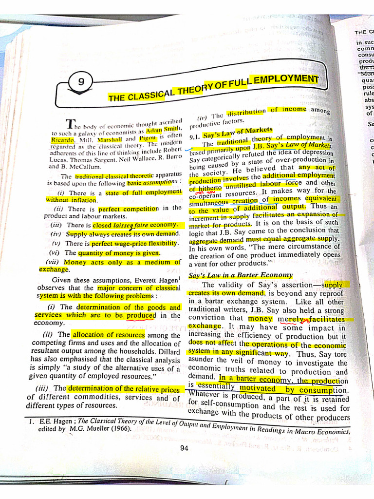 Classical Theory of Employment | PDF