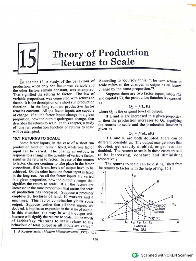 Theories of Production - Returns To Scale | PDF