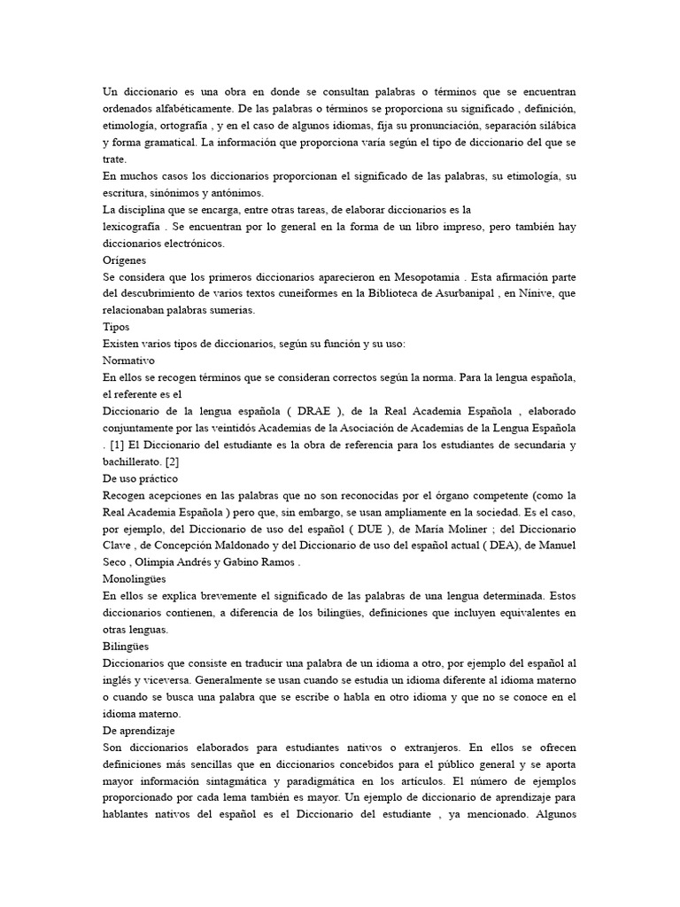 Que Es Un Diccionario | PDF | Diccionario | Lingüística