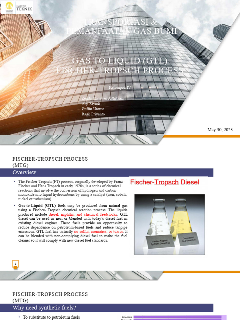 Gas-to-Liquid: Fischer-Tropsch Process | PDF | Gas To Liquids | Chemistry