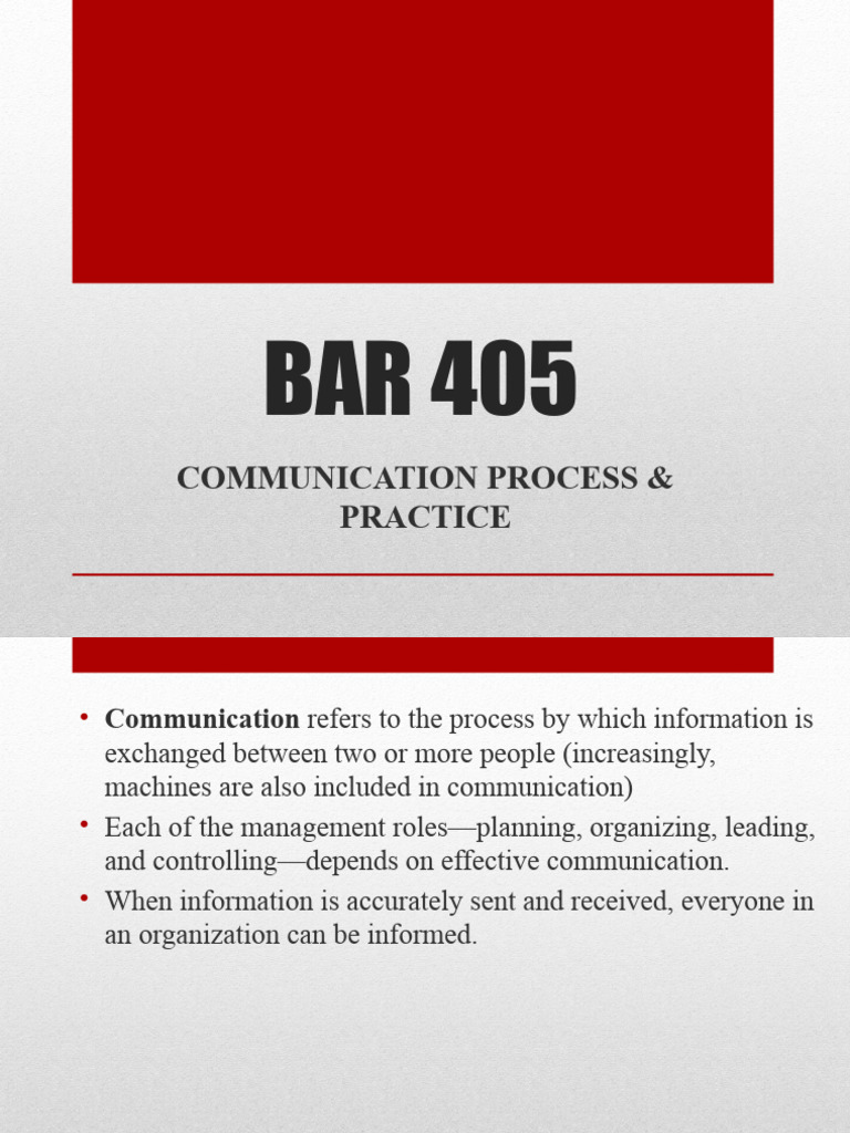 BAR405 - L12 - Communication Process - Practice | PDF | Communication | Code