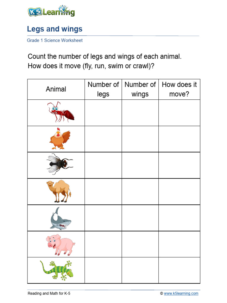Grade 1 Animal Legs Wings A | PDF