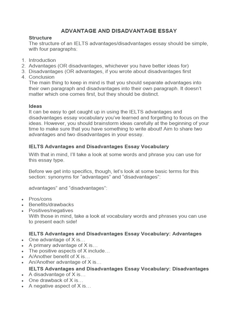 Advantage and Disadvantage Essay Structure 1 | PDF | Movie Theater | Essays