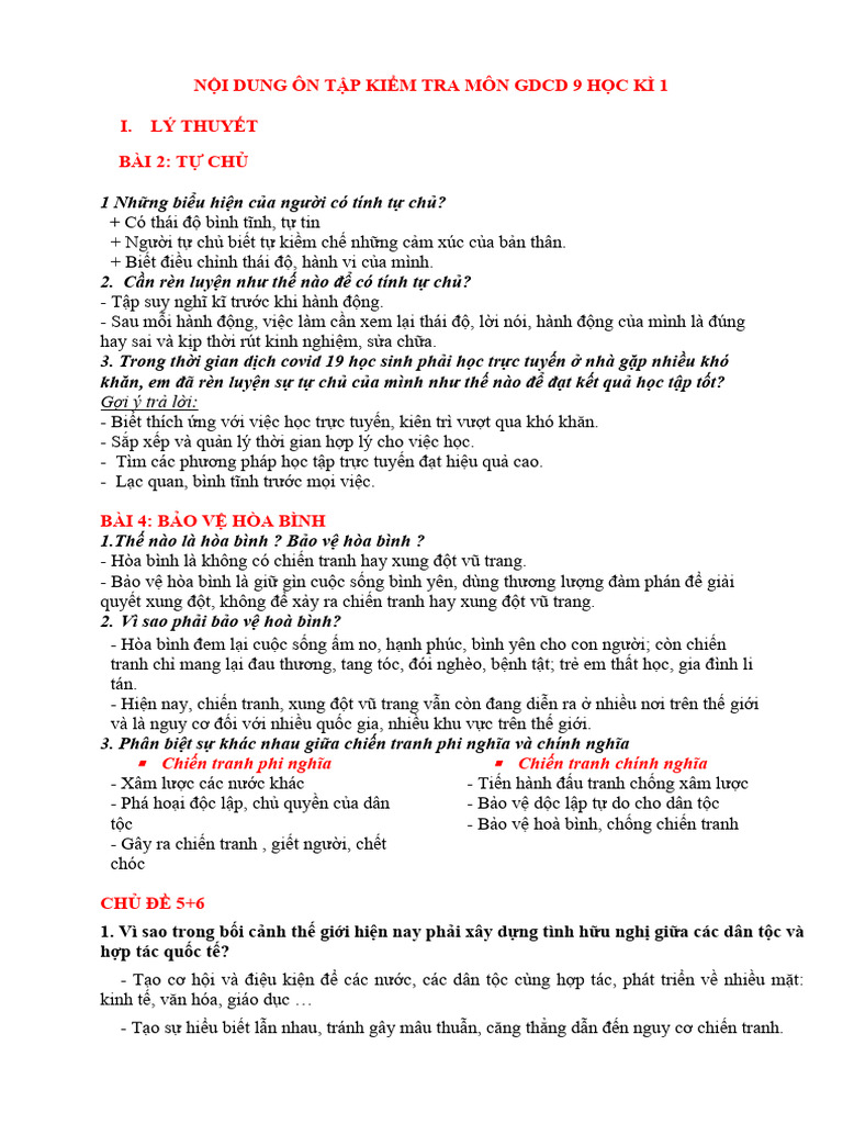 Ni Dung N TP Kim Tra LP 9 HK1 | PDF