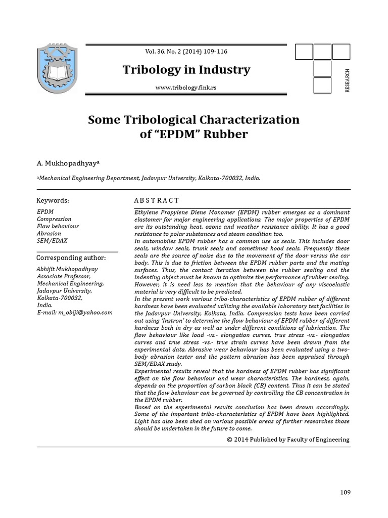 Some - Tribological - Characterization - of - EPDM - Rubber REO | PDF | Wear | Scanning Electron ...