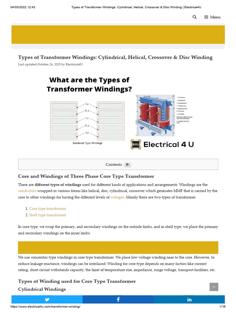 Transformer Winding Types Explained | PDF | Transformer | Inductor
