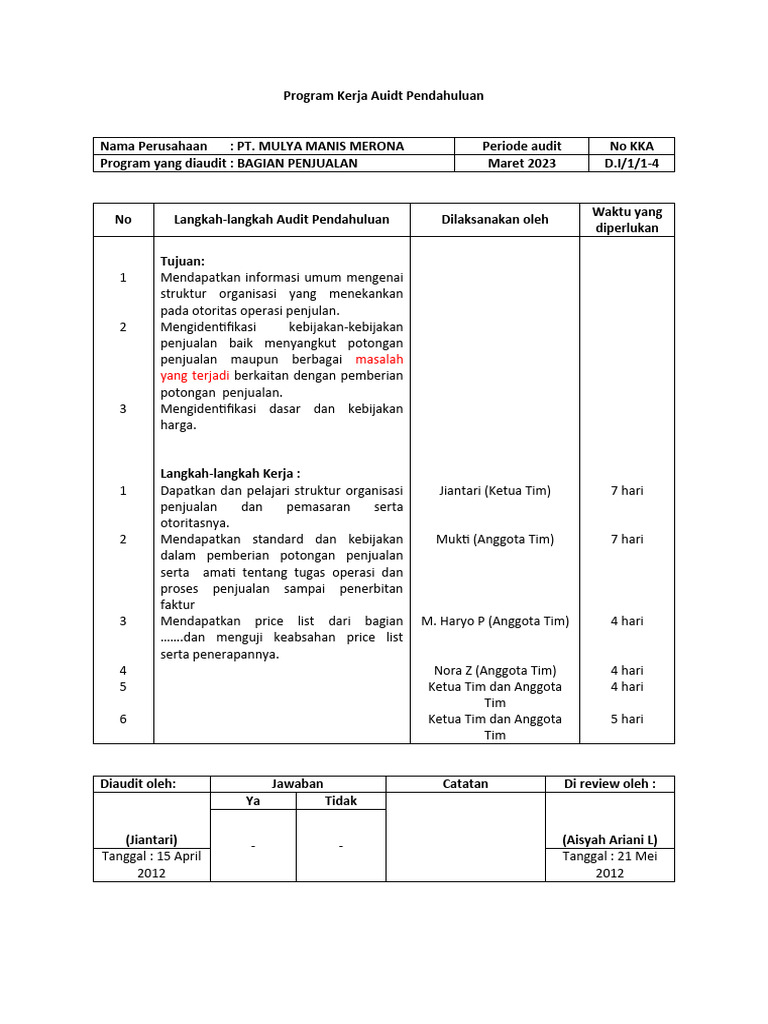 Latihan Kertas Kerja Audit | PDF