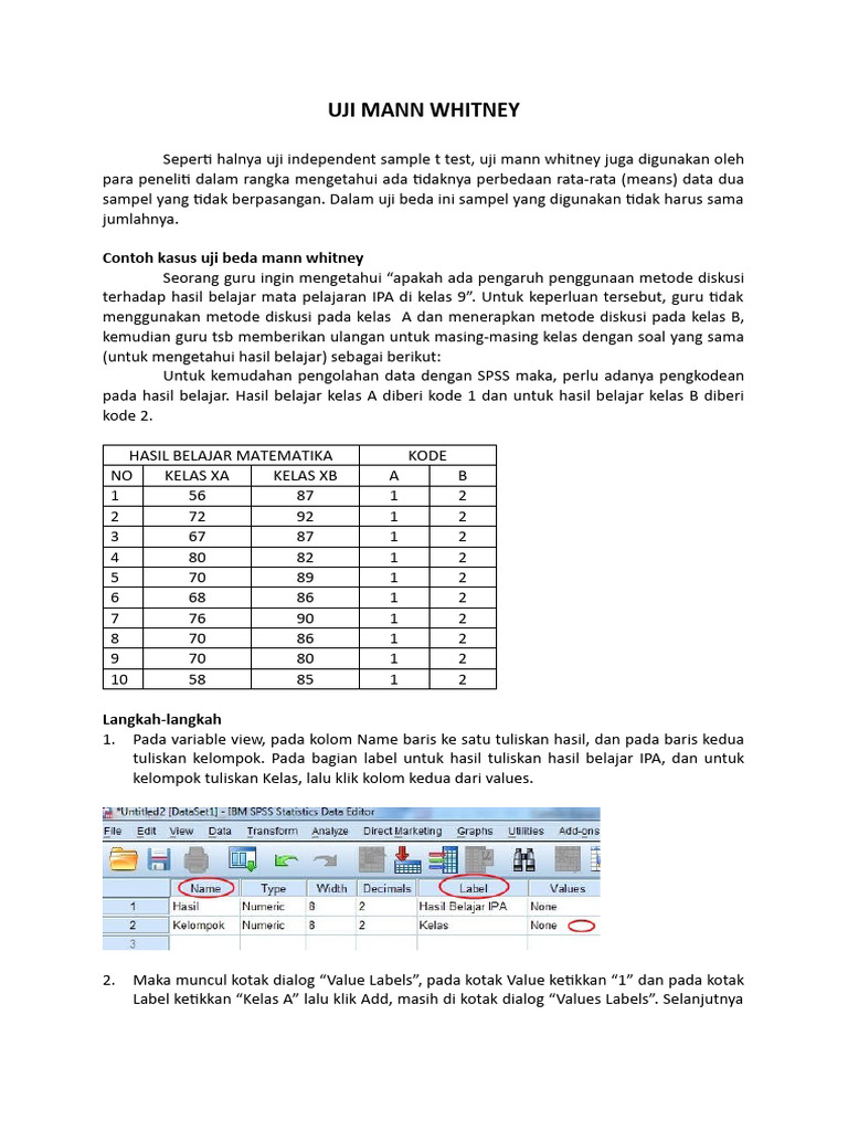 Panduan Uji Mann Whitney untuk Penelitian | PDF