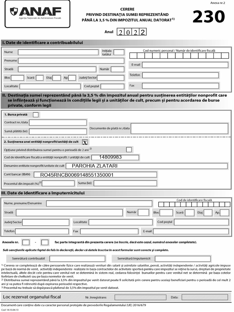 Formular 230 2023 ZLATARI | PDF