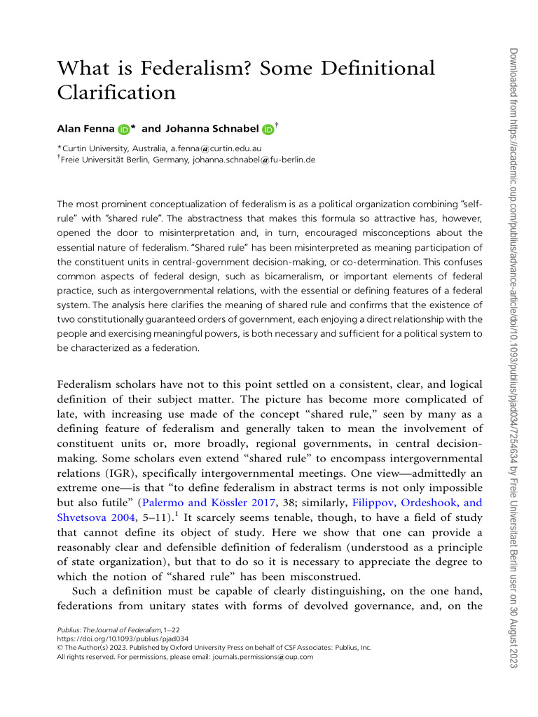 Federalism: Defining Autonomy vs. Co-determination | PDF | Federalism ...