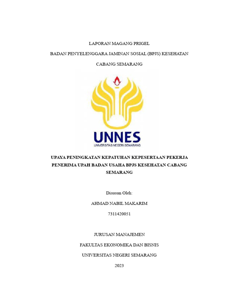 Laporan Magang Prigel - Ahmad Nabil Makarim - 7311420051 | PDF