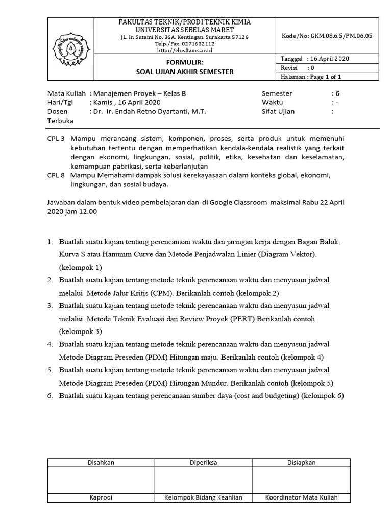 KULIAH 08 - UTS Manajemen Proyek 2020 ERD | PDF | Seni | Komputer