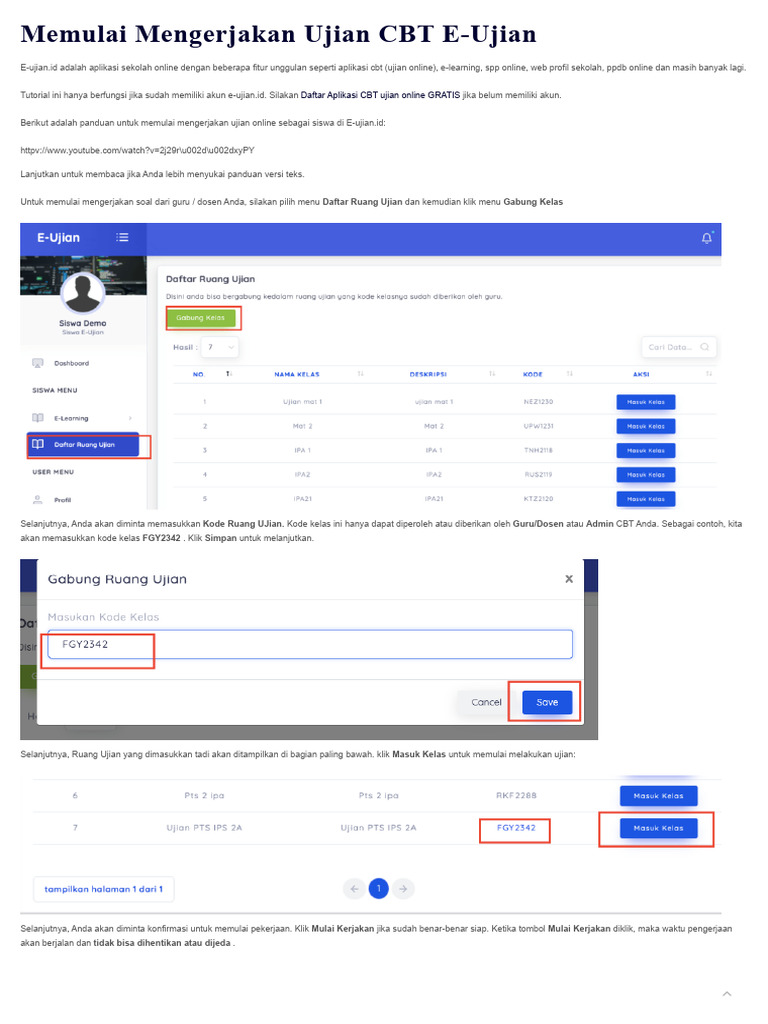 Panduan Mengerjakan Ujian CBT E-Ujian - E-Ujian - Id | PDF