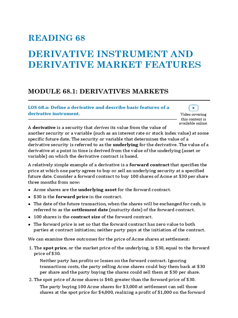 Derivatives: Basics & Market Features | PDF | Derivative (Finance ...