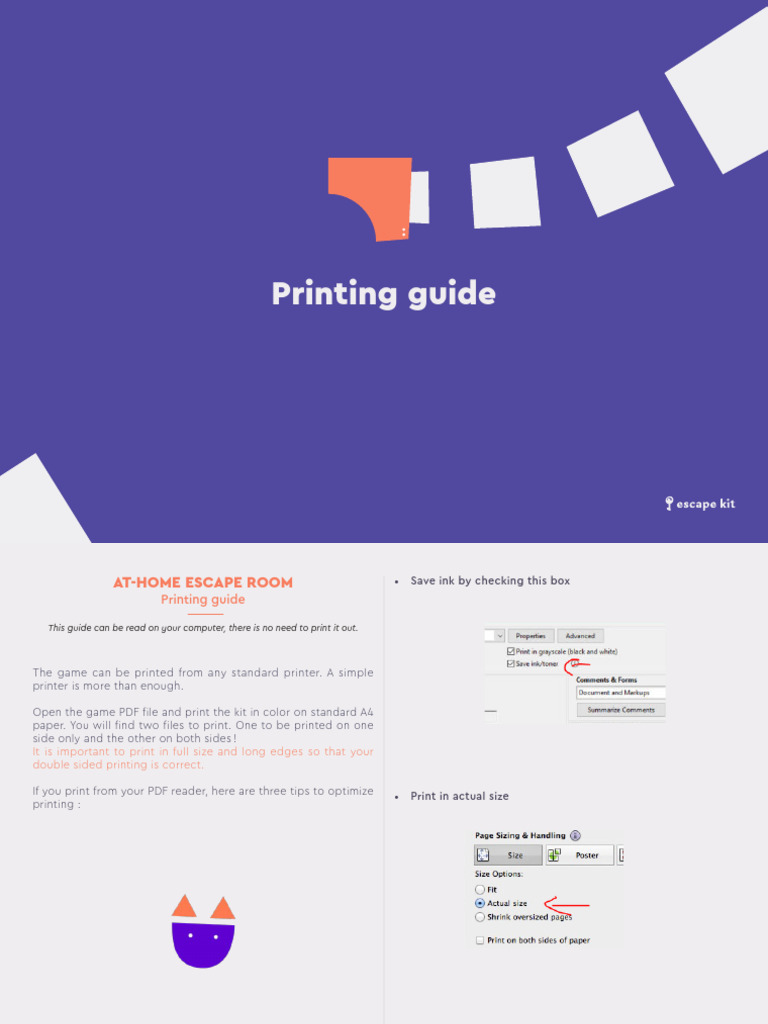 02 - Printing Guide - Escape Room | PDF