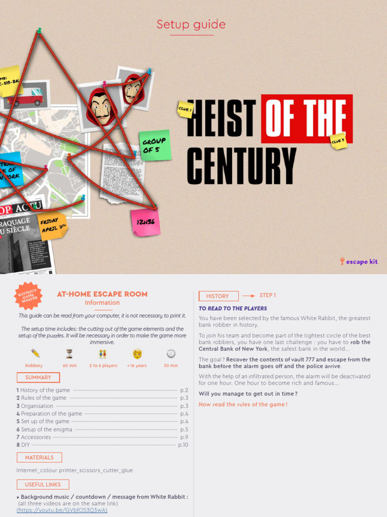 At-Home Bank Heist Escape Game Guide | PDF | Robbery