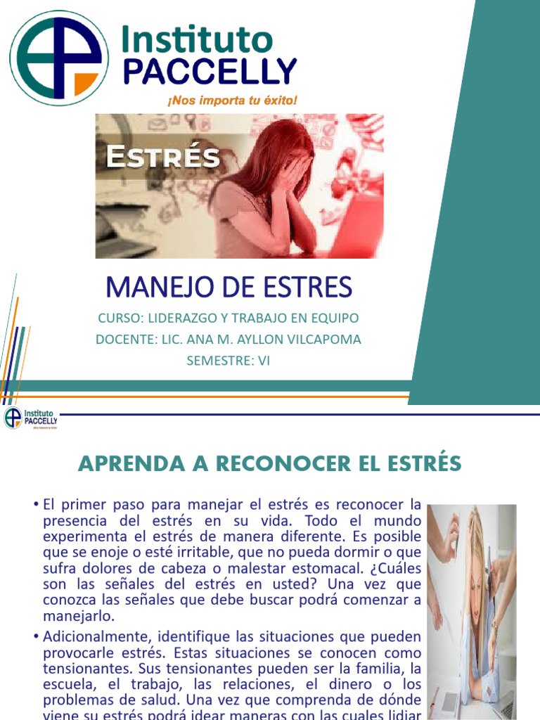 Manejo de Estres | PDF | Estrés (biología) | Dormir