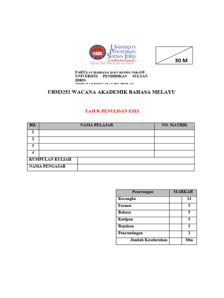 3 - Templat Penulisan Esei | PDF