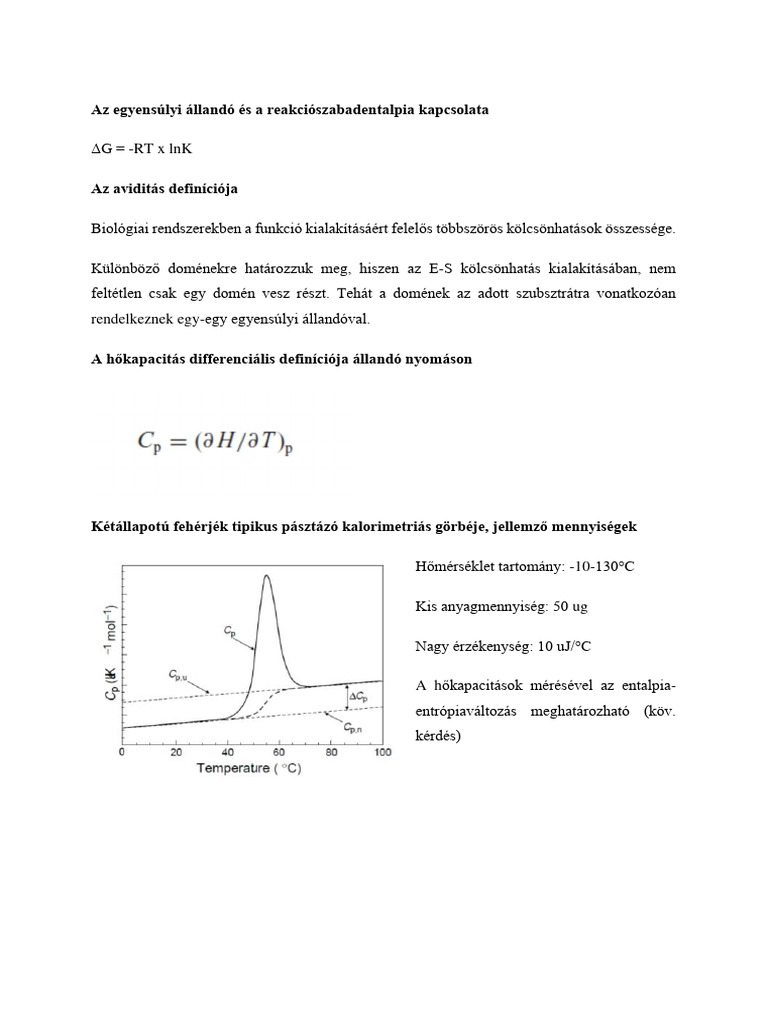 Biofizika - 3. ZH Kérdések | PDF
