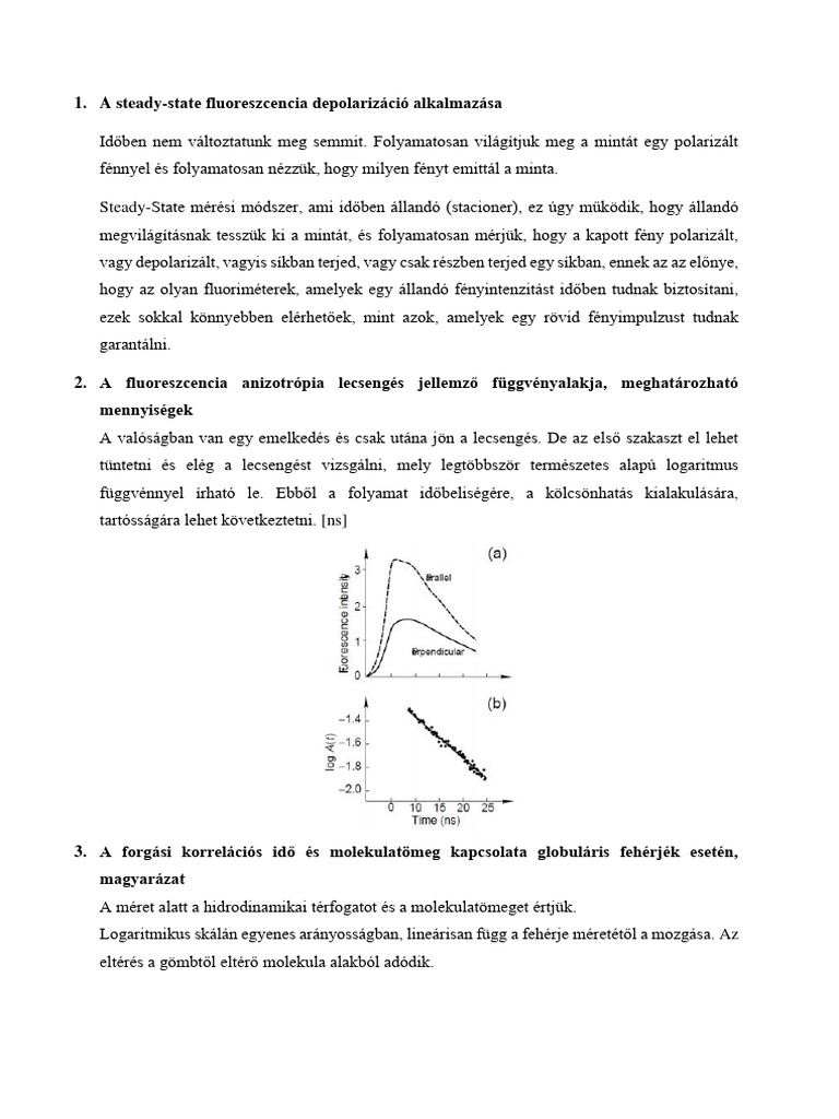 Biofizika ZH2 Kérdések | PDF