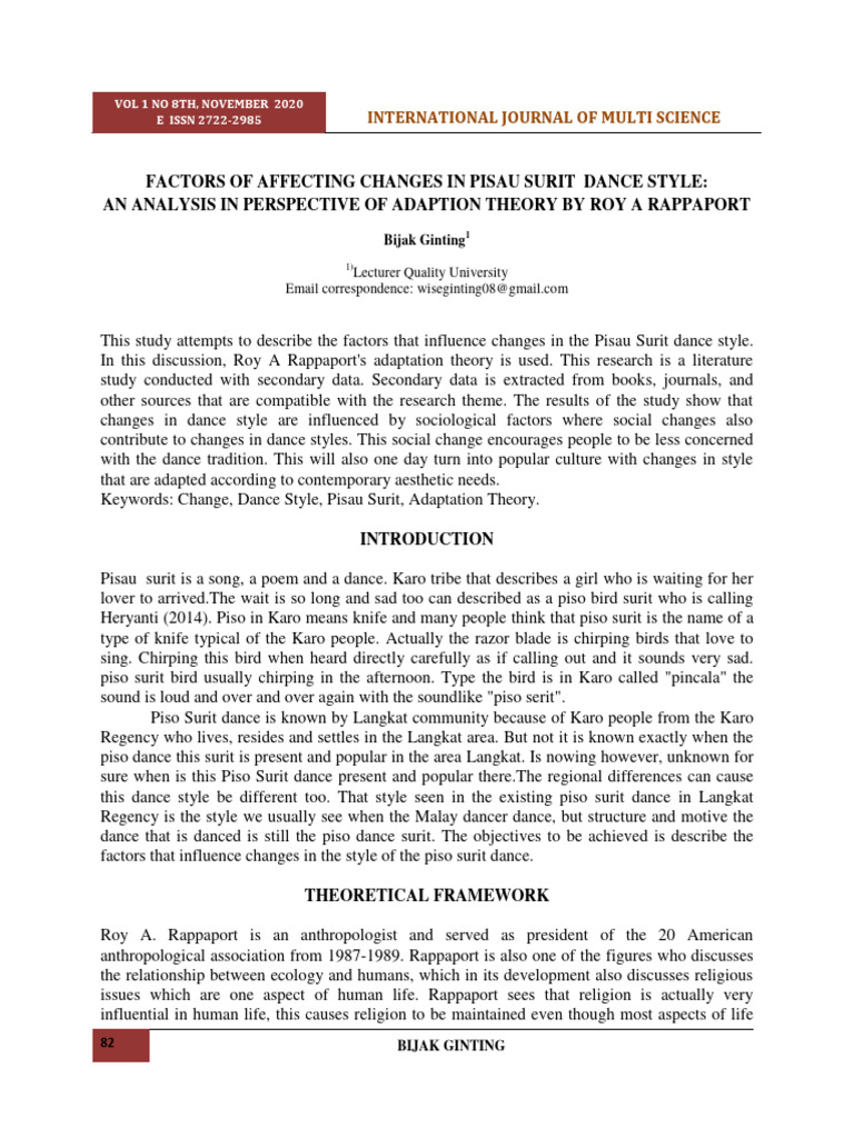 Factors Influencing Pisau Surit Dance Changes | PDF | Human | Dances