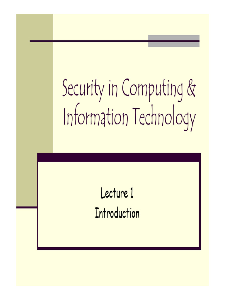 Security Computing - 1-Intro | PDF | Security | Computer Security