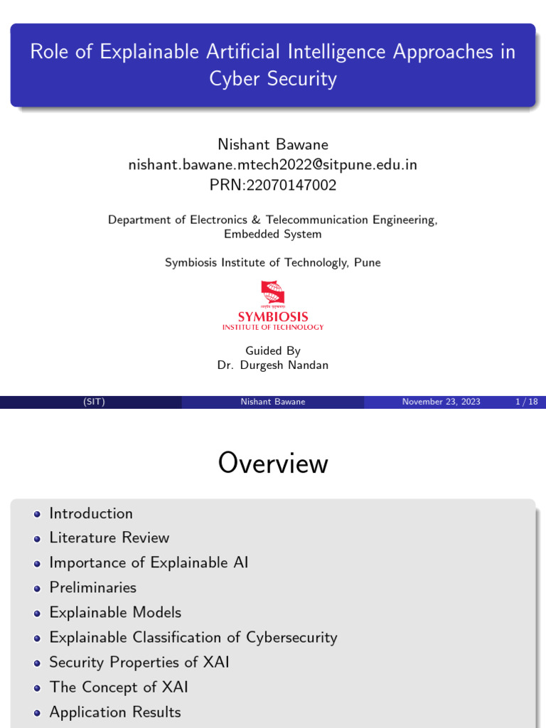 Role of Explainable Artificial Intelligence Approaches in Cyber Security | PDF | Artificial ...