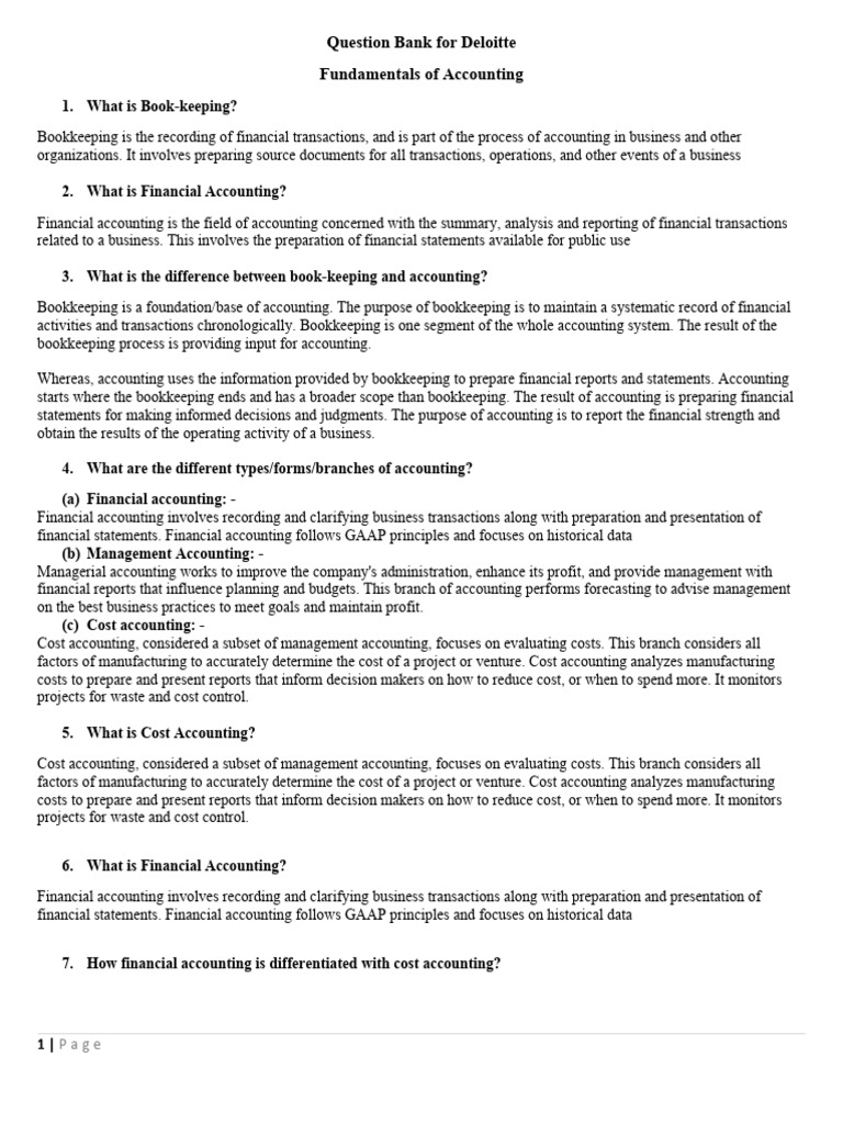 Accounting Fundamentals Question Bank | PDF | Debits And Credits ...