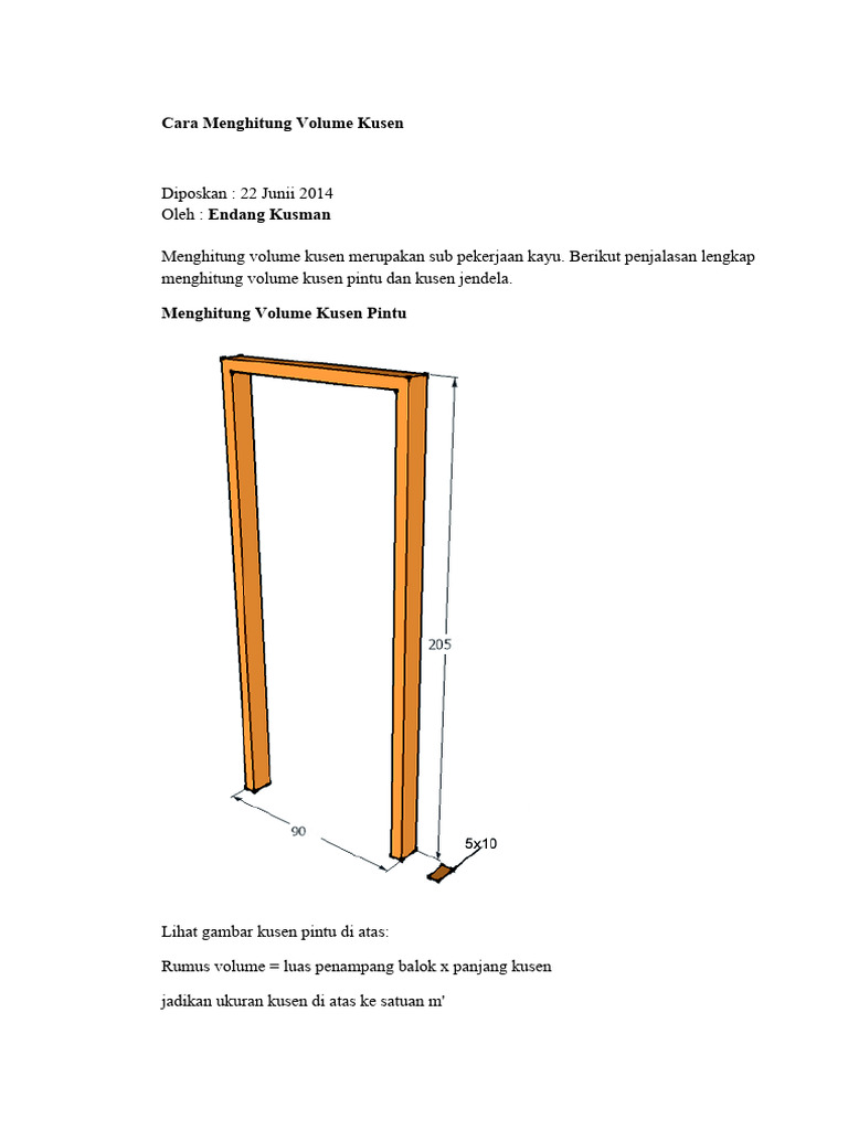 Cara Menghitung Volume Kusen, Dinding | PDF
