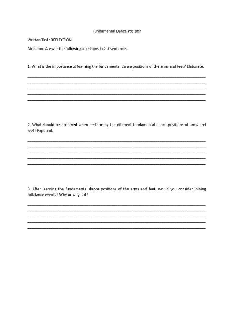 Fundamental Dance Position REFLECTION | PDF