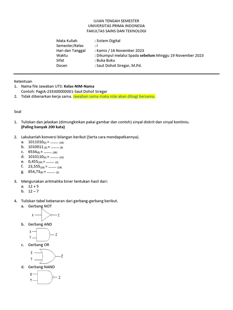 Soal UTS - Mahasiswa | PDF