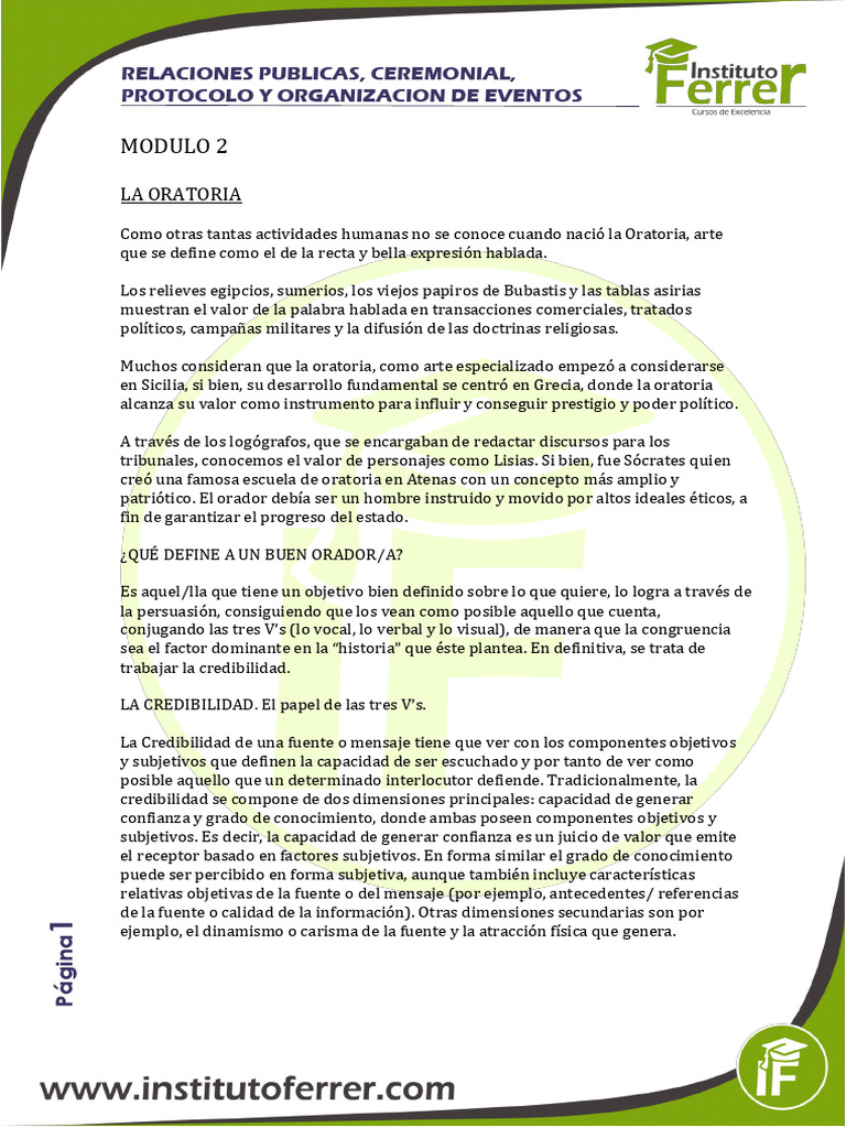 Modulo II - Relaciones Publicas, Ceremonial, Protocolo y Organizacion de Eventos | PDF | Hablar ...