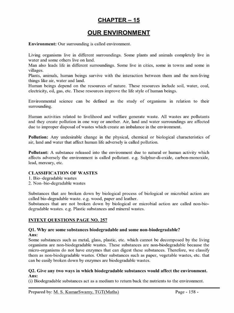 Our Environment Notes | PDF