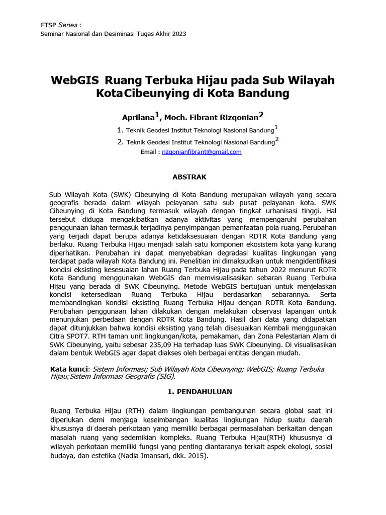 WebGIS RTH di Cibeunying, Bandung | PDF
