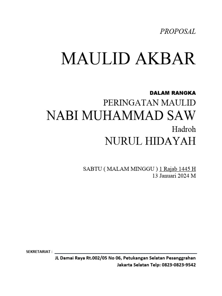 Proposal Maulid Nabi 2024 di Jakarta | PDF