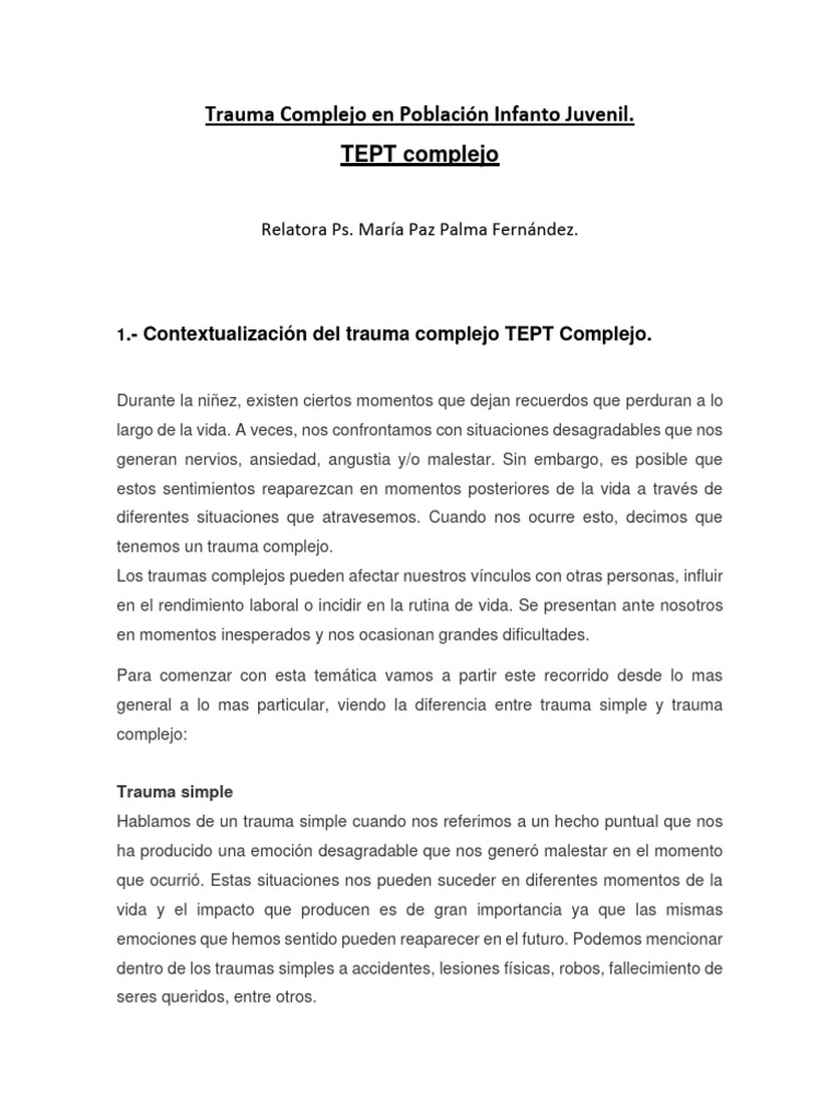 Trauma Complejo en Niños y Adolescentes | PDF | Las emociones ...