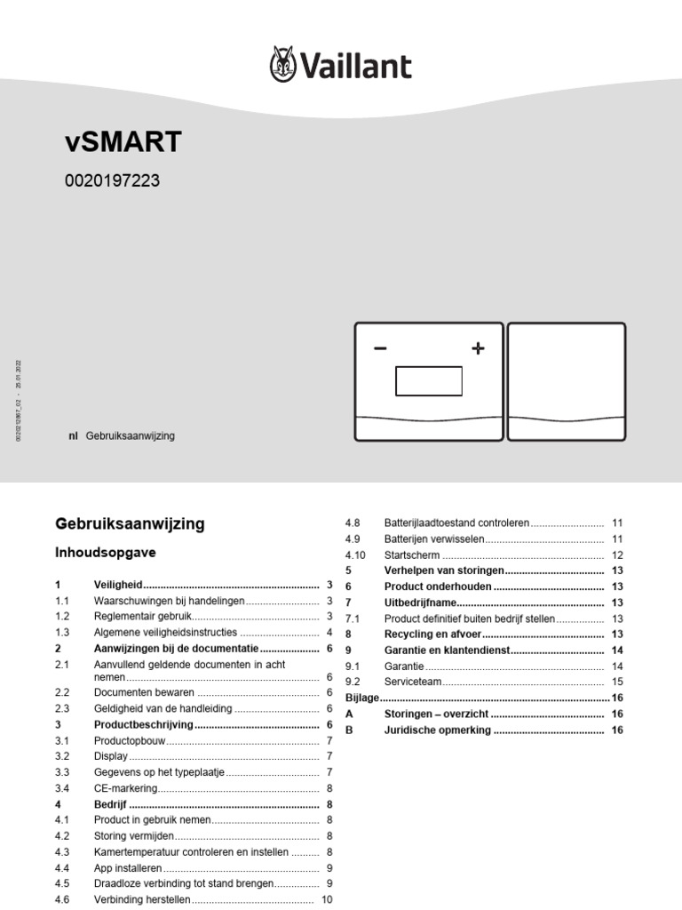 Gebruiksaanwijzing V - Smart Vaillant Thermostat | PDF
