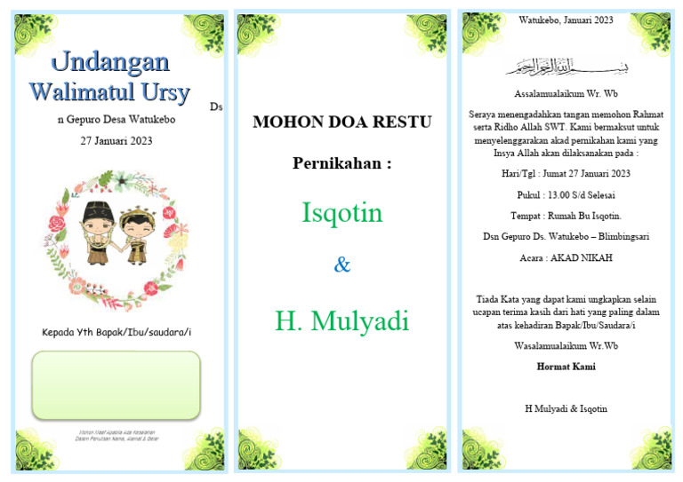 Undangan Pernikahan Siap Edit Word Warna 1 - Kanalmu | PDF