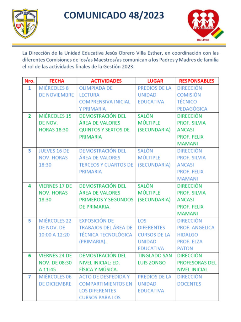 Comunicado 48 | PDF | Maestros | Enseñando